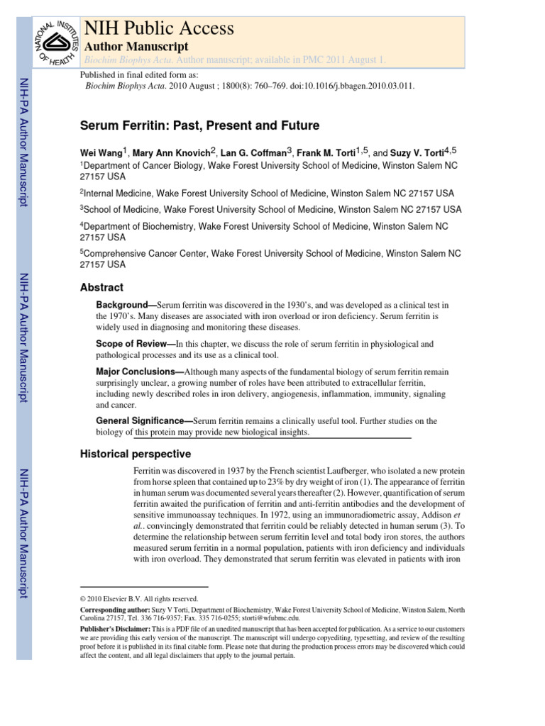 Serum Ferritin - Past, Present and Future | PDF | Angiogenesis ...