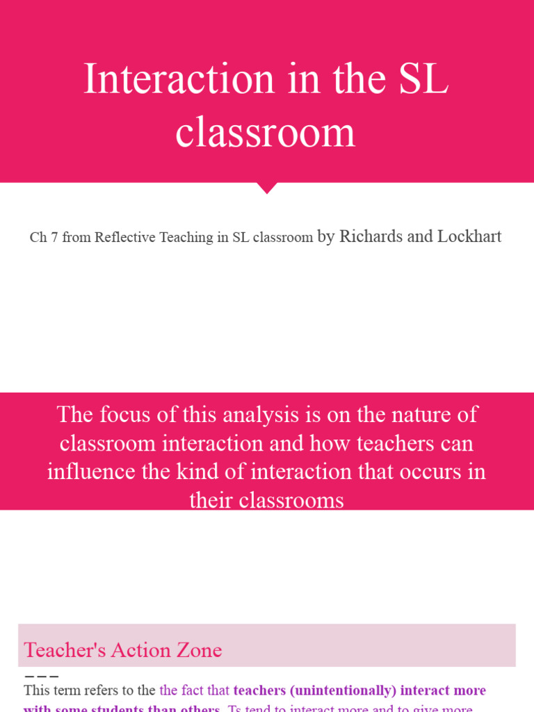 Interaction in The SL Classroom | PDF | Classroom | Teachers