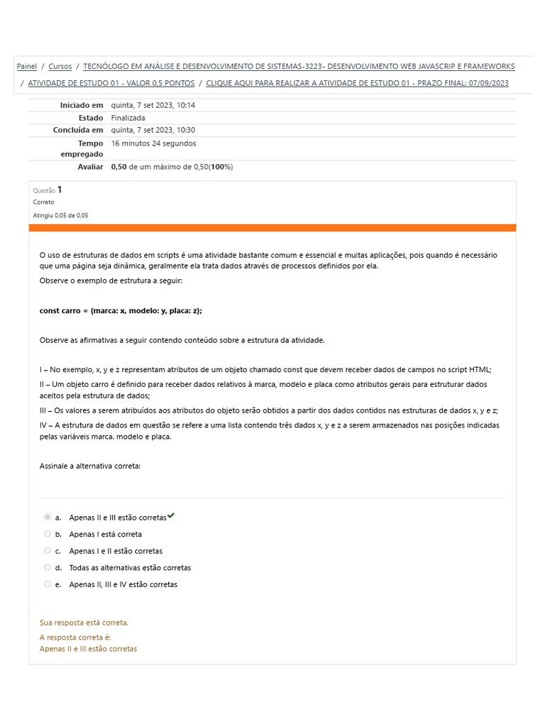 DESENVOLVIMENTO WEB JAVASCRIP E FRAMEWORKS - ATIVIDADE 1 | PDF ...