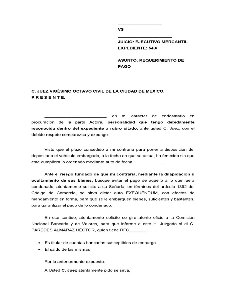 Ampliación de embargo mercantil solicitado | PDF | Justicia | Crimen y ...