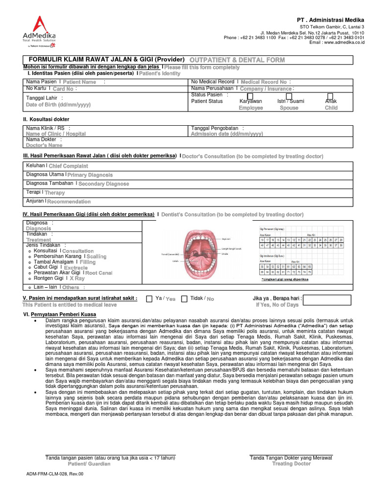 Form RJ Dan Dental Admedika | PDF