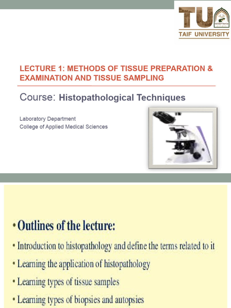 L1 - Methods of Tissue Examination & Preparation and Tissue Sampling ...