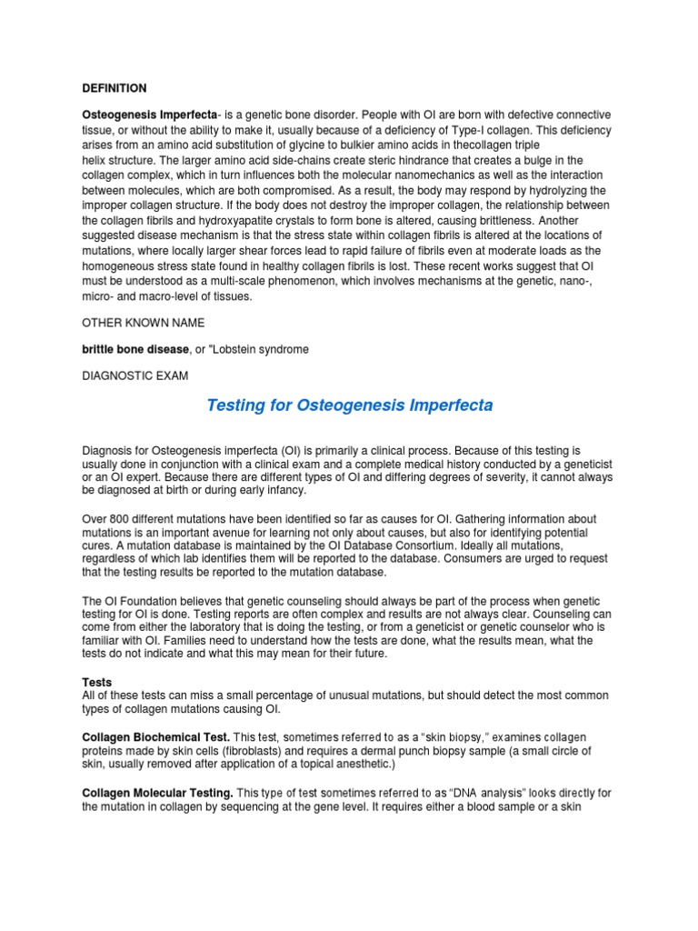 OI Def | PDF | Diseases And Disorders | Health Sciences