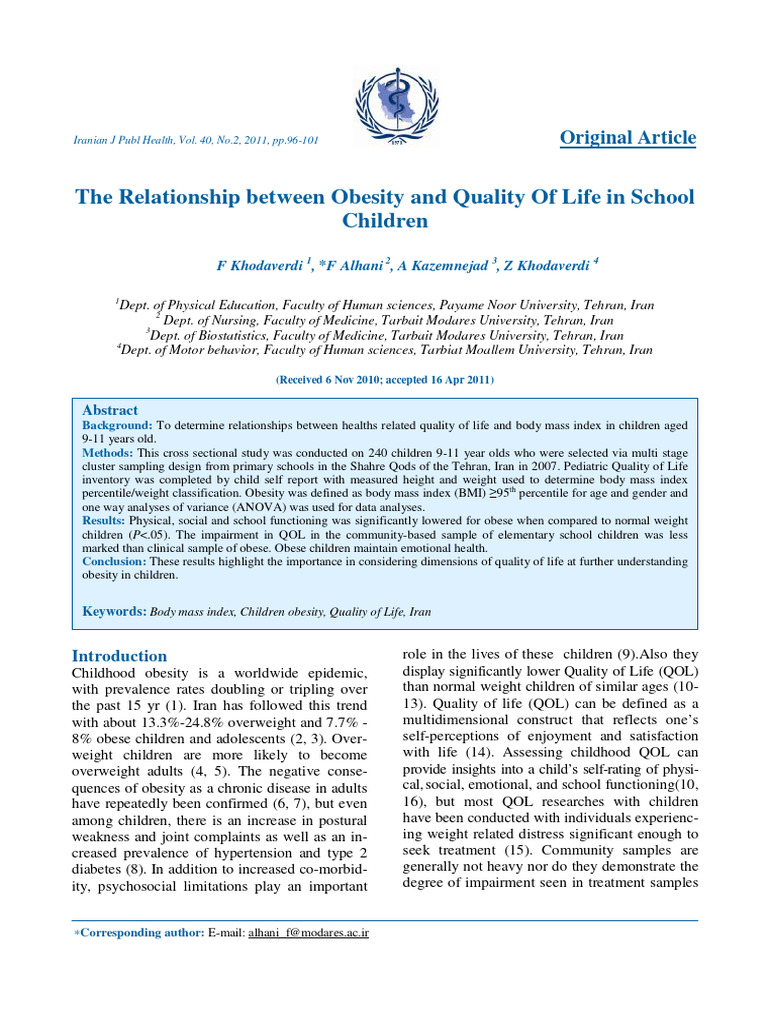 Khodaverdi 2011 | PDF | Body Mass Index | Obesity