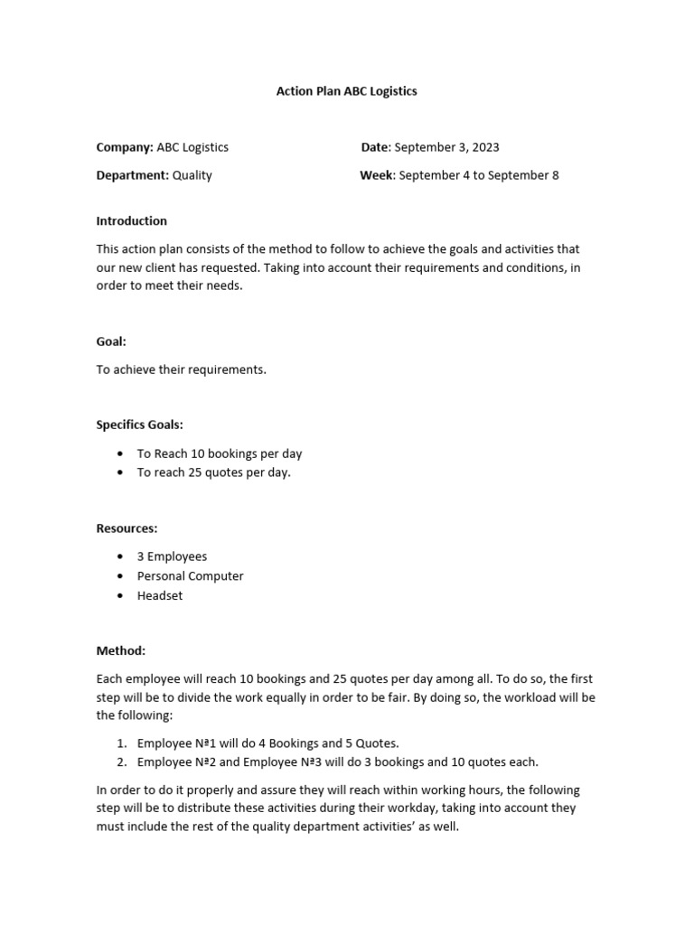 Action Plan ABC Logistics | PDF | Business