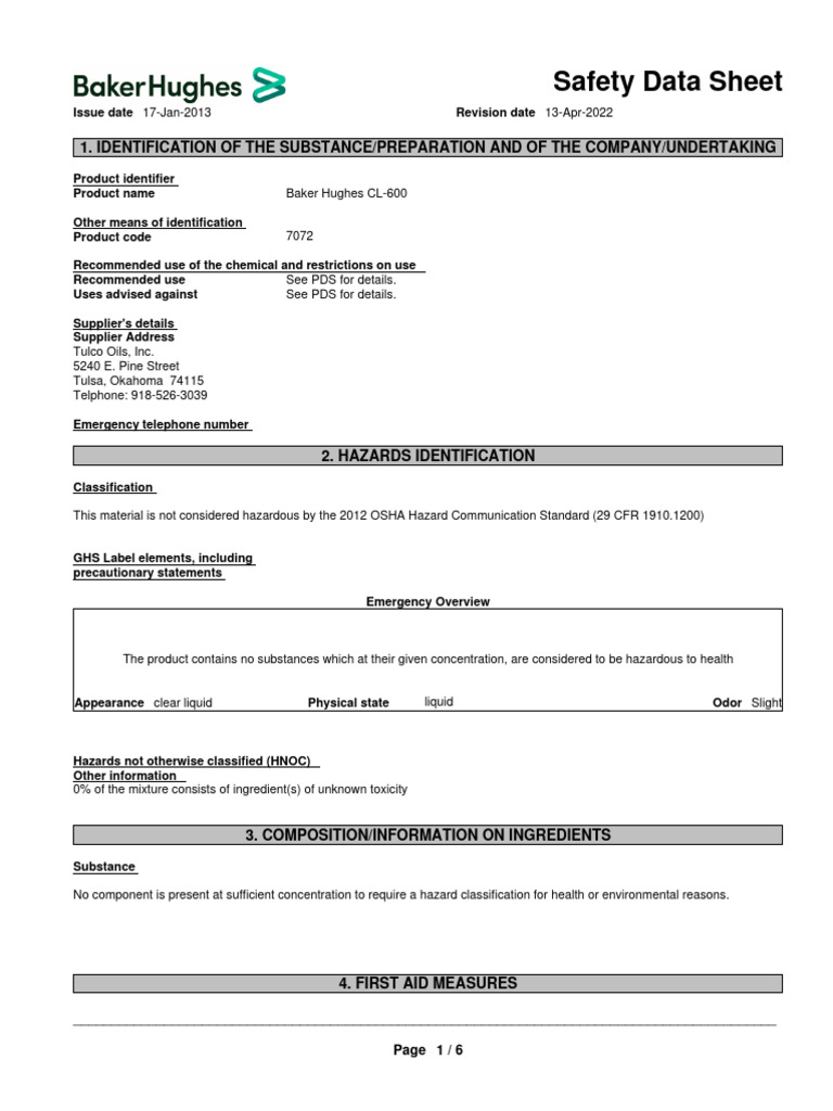 Safety Data Sheet: 1. Identification of The Substance/Preparation and ...