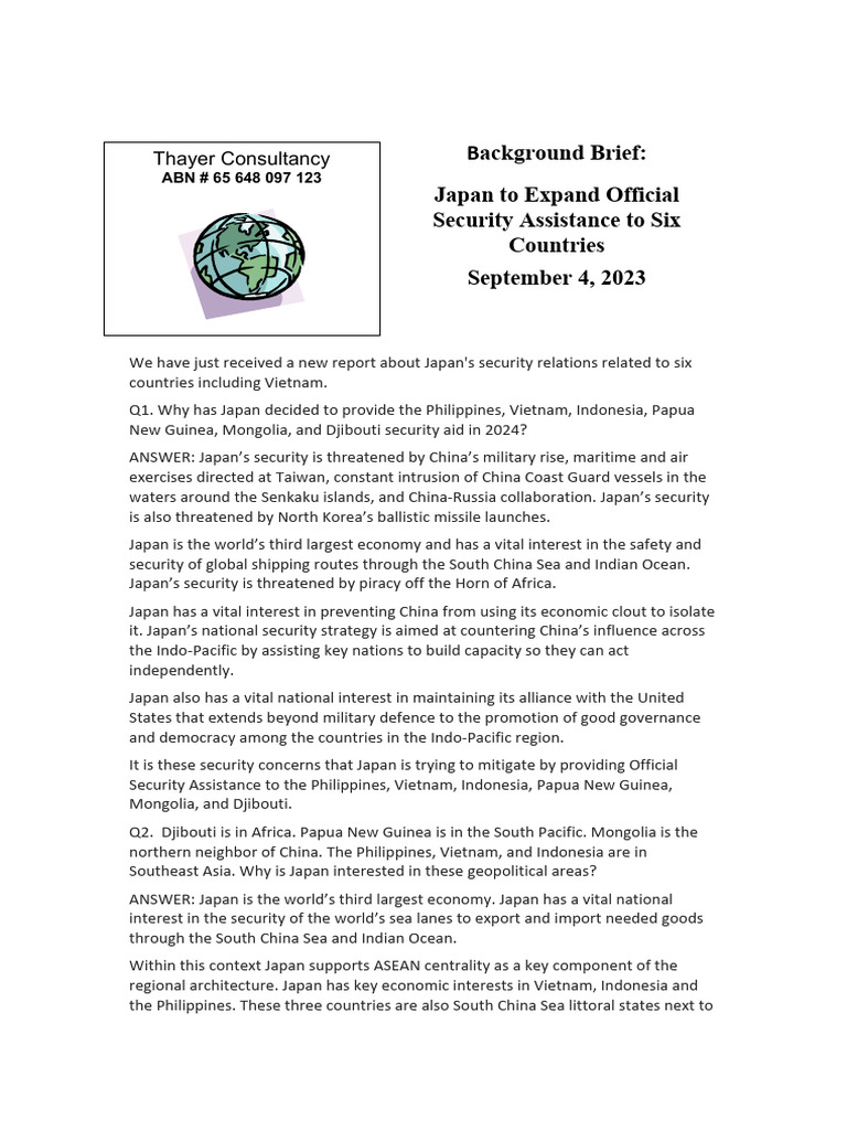Japan's 2024 Security Aid to Six Nations | PDF | Mongolia | World Politics
