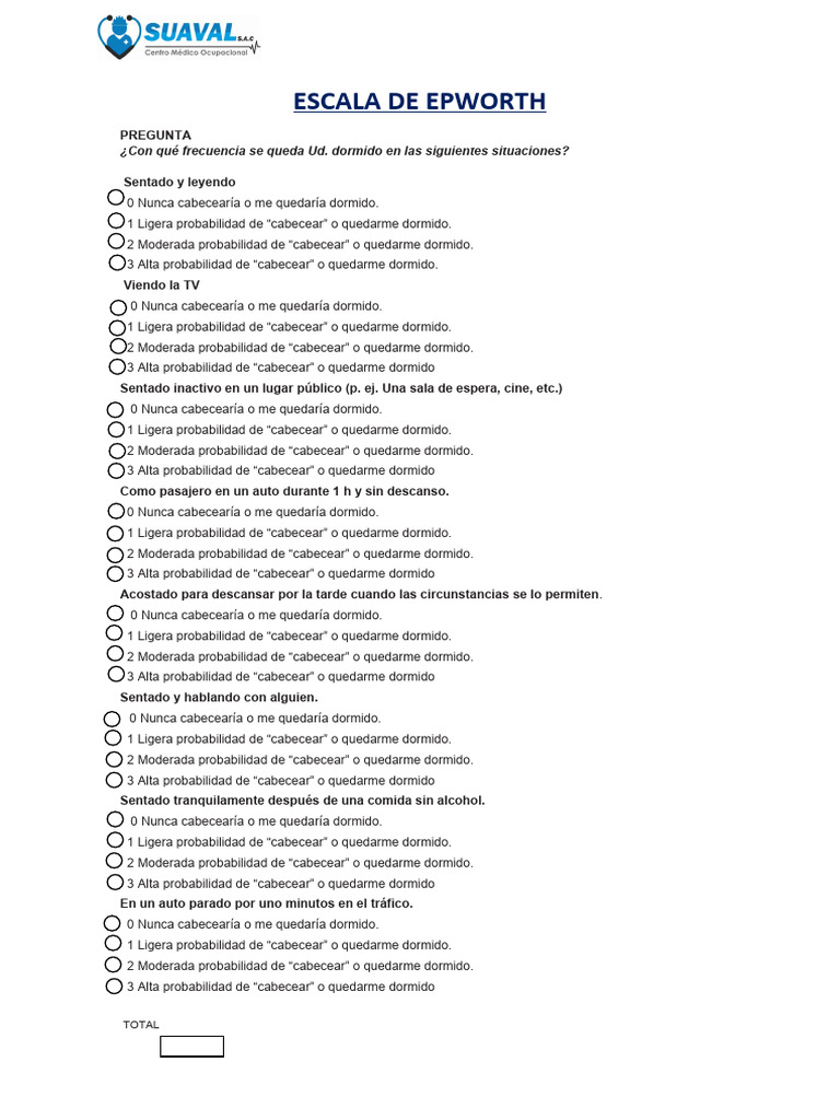 Escala de Somnolencia de Epworth | PDF