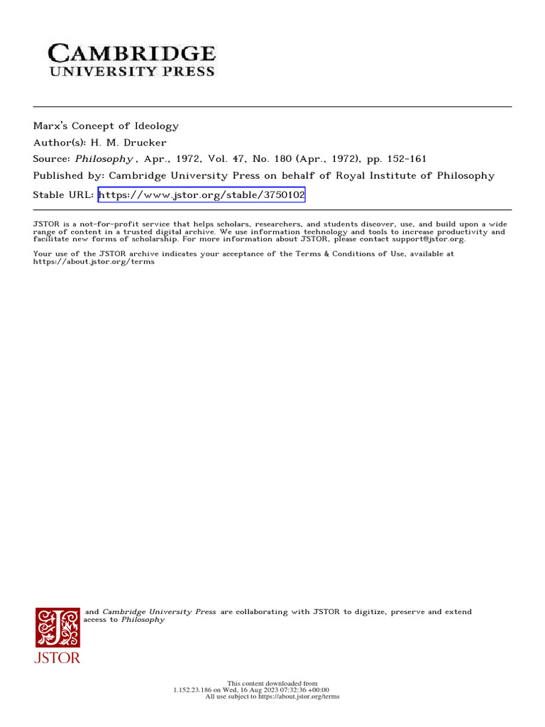 Drucker - Marxs Concept of Ideology-1972 | PDF | Ideologies | Karl Marx Drucker - Marxs Concept of Ideology-1972 | PDF | Ideologies | Karl Marx