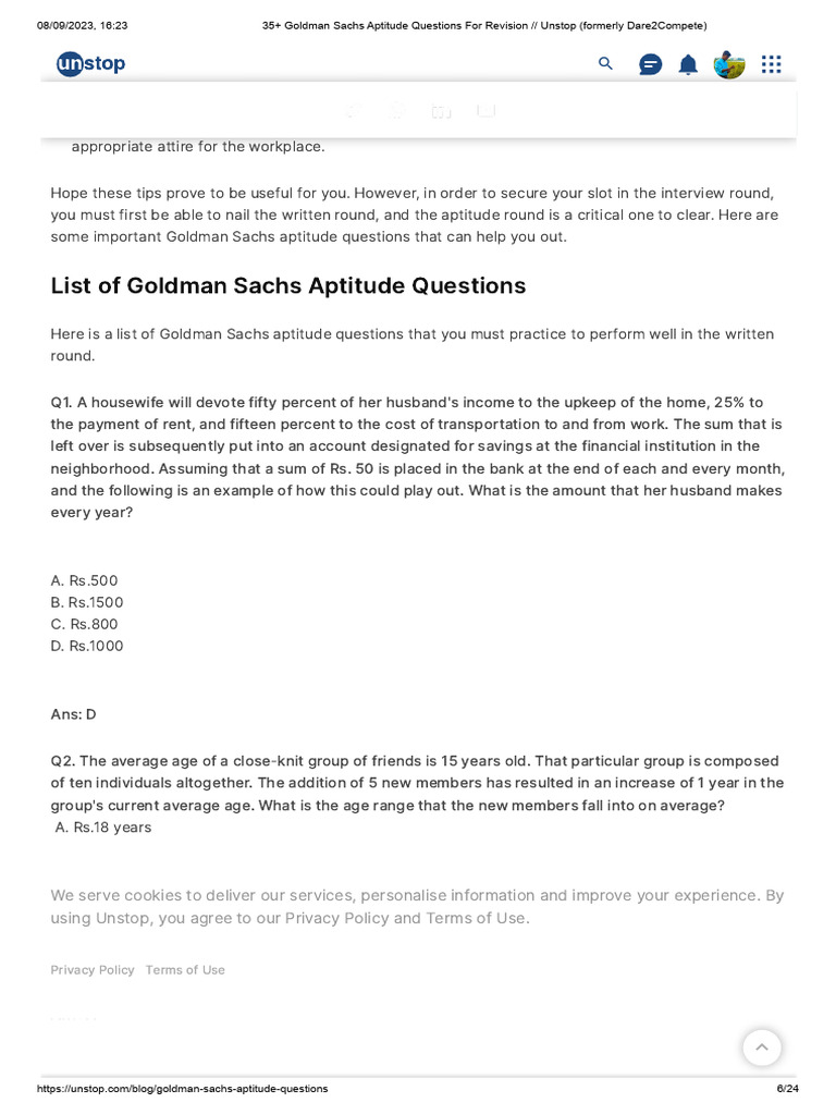 35+ Goldman Sachs Aptitude Questions For Revision - Unstop (Formerly ... 35+ Goldman Sachs Aptitude Questions For Revision - Unstop (Formerly ...