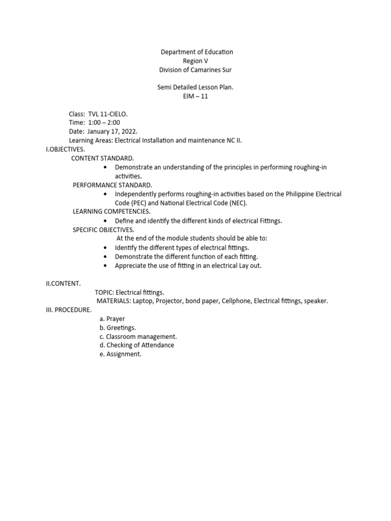 Lesson Plan EIM | PDF | Behavior Modification | Cognition