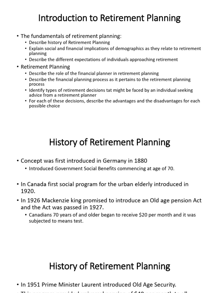 Unit 1 Class Notes - Introduction To Retirement Planning | PDF ...