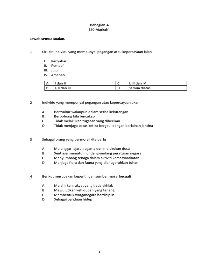 Soalan Moral Form 2 Pdf