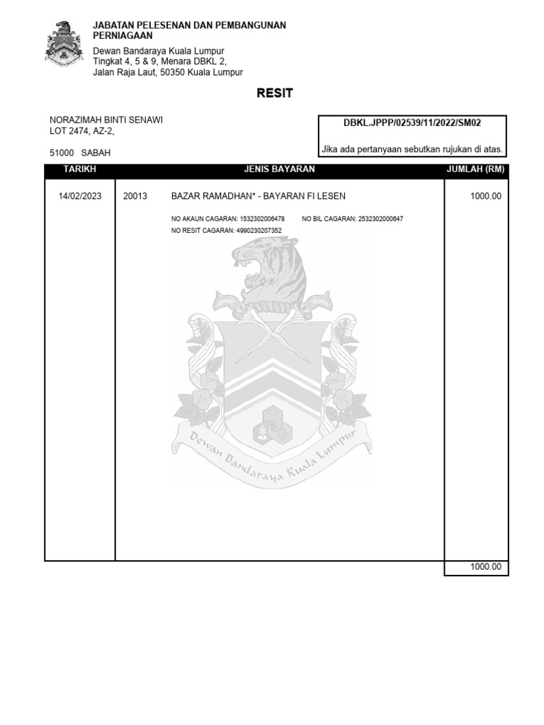 Receipt Cagaran | PDF
