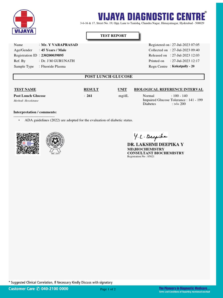 Report - y Varaprasad (230200039895) | PDF | Diabetes | Endocrine Pancreas