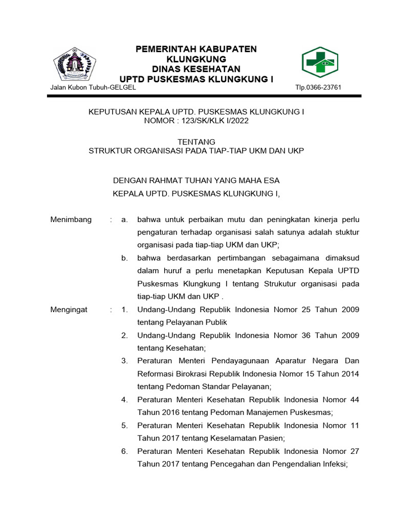 Struktur Organisasi Pada Tiap-Tiap Ukm Dan Ukp | PDF