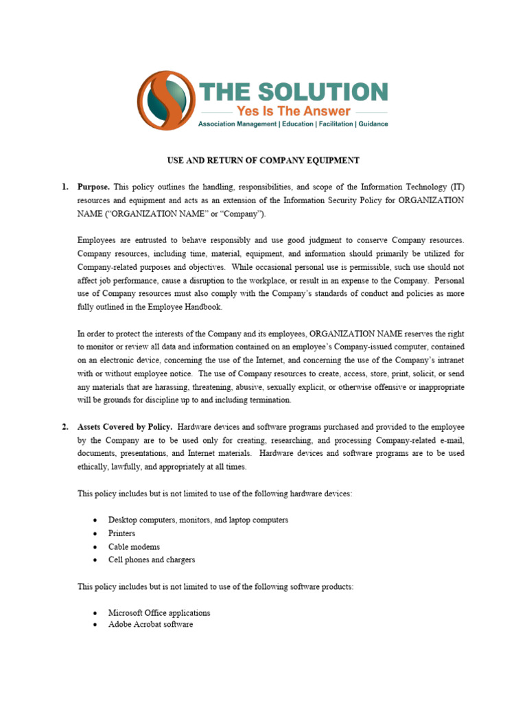 Employee Equipment Return Policy | PDF | Computer Hardware | Internet