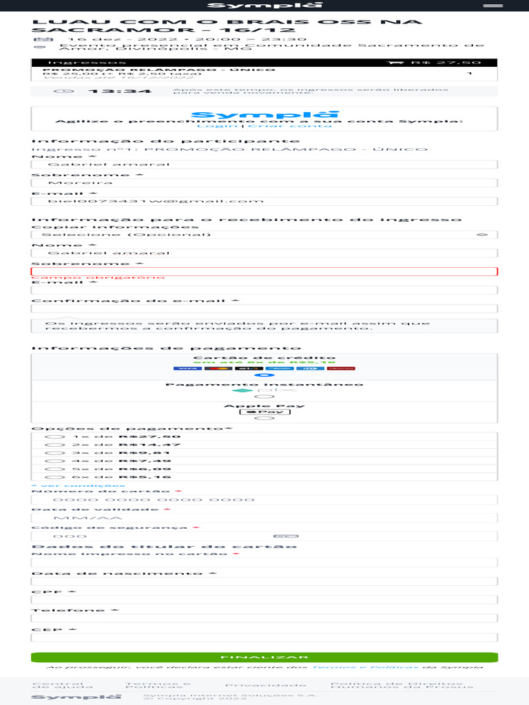 Checkout - Sympla | PDF