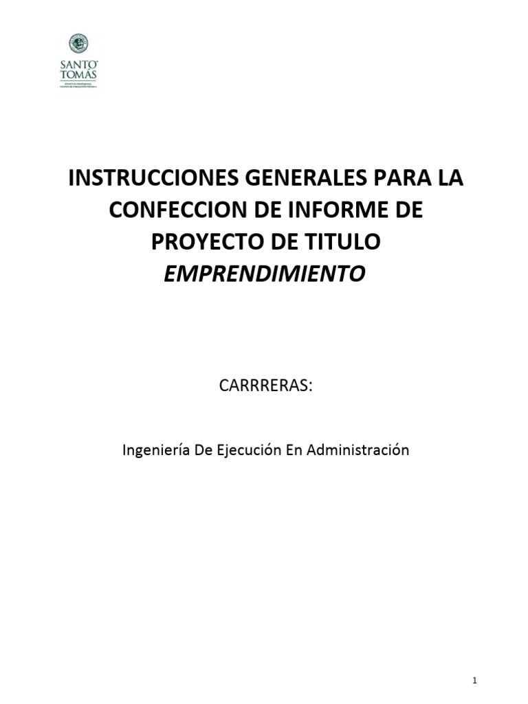 Instruccion Confeccion Proyecto de Titulo (Emprendimiento) | PDF ...
