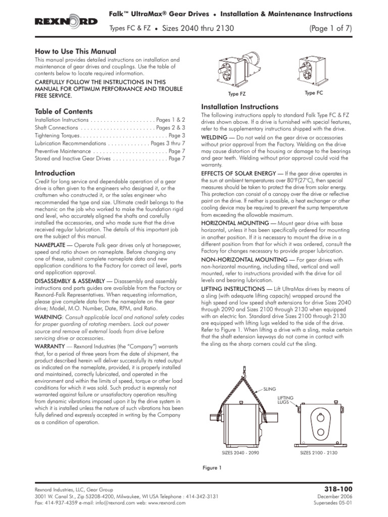 Falk Ultramax FC Installation and Maintenance | PDF | Lubricant ...