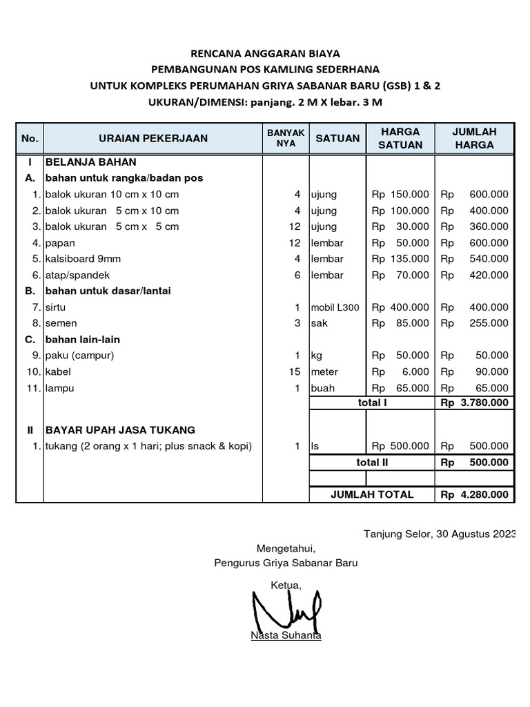 RAB Pos Kamling GSB 1-2 2023 | PDF