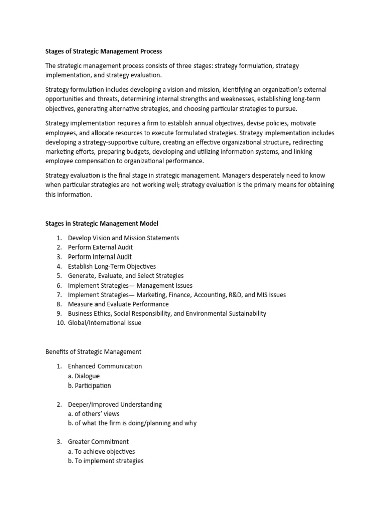 Strategic Management Process Steps | PDF | Strategic Management ...