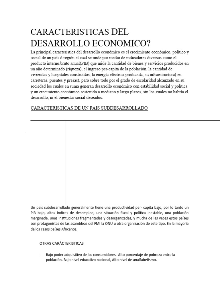 Caracteristicas Del Desarrollo Economico | PDF | Crecimiento económico ...