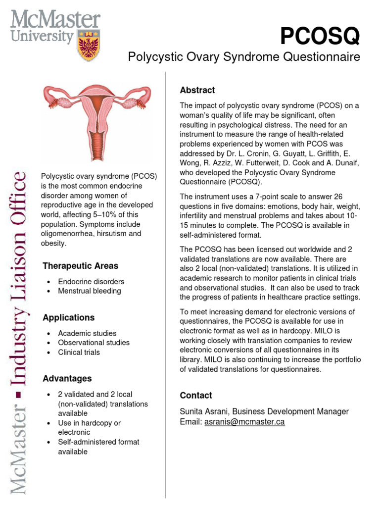 06 056 Tech Brief PCOSQ 1 | PDF | Polycystic Ovary Syndrome | Medicine