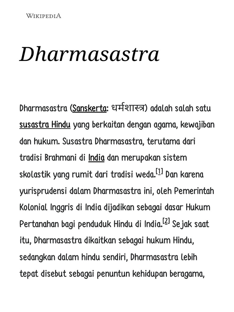 Pentingnya Dharmasastra dalam Hindu | PDF
