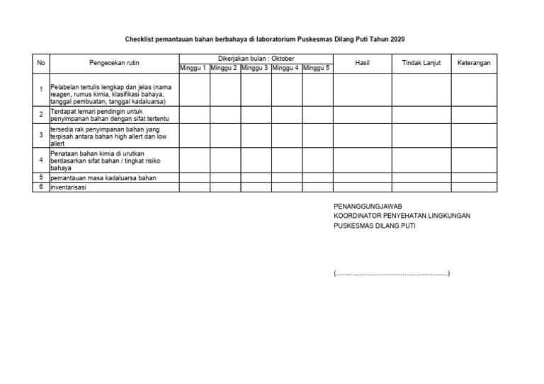 Checklist Pemantauan b3 Lab | PDF