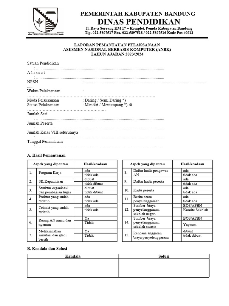 Instrumen Monev ANBK | PDF