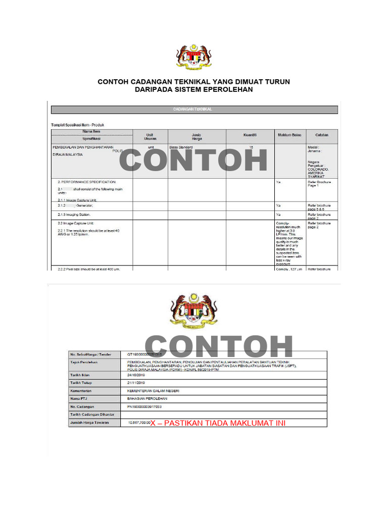 Contoh Cadangan Teknikal ePerolehan | PDF