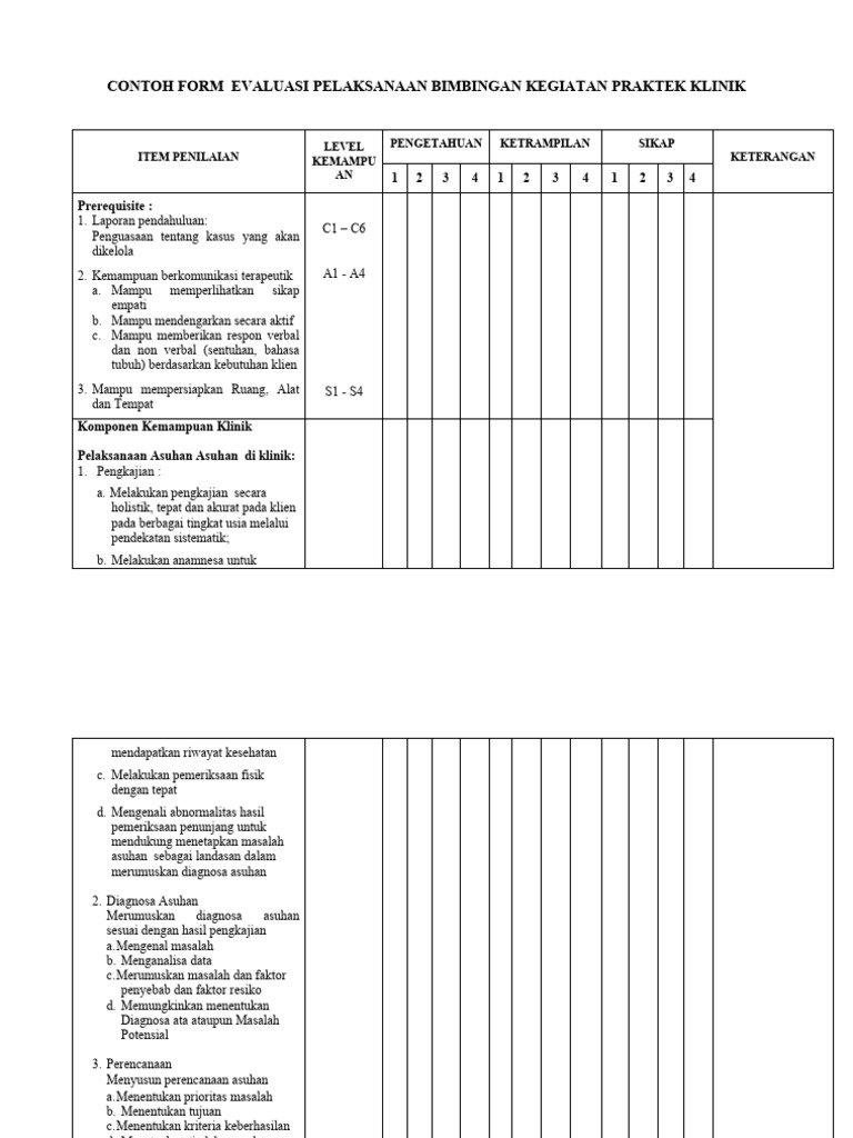 Contoh Form EVALUASI PELAKSANAAN BIMBINGAN | PDF