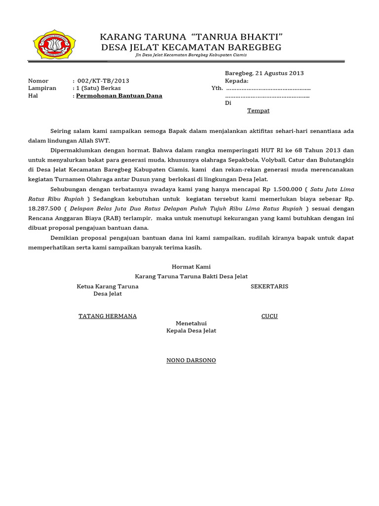 Surat Permohonan Bantuan | PDF