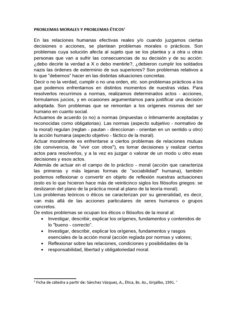 Problemas Morales y Problemas Éticos | PDF | Moralidad | Verdad