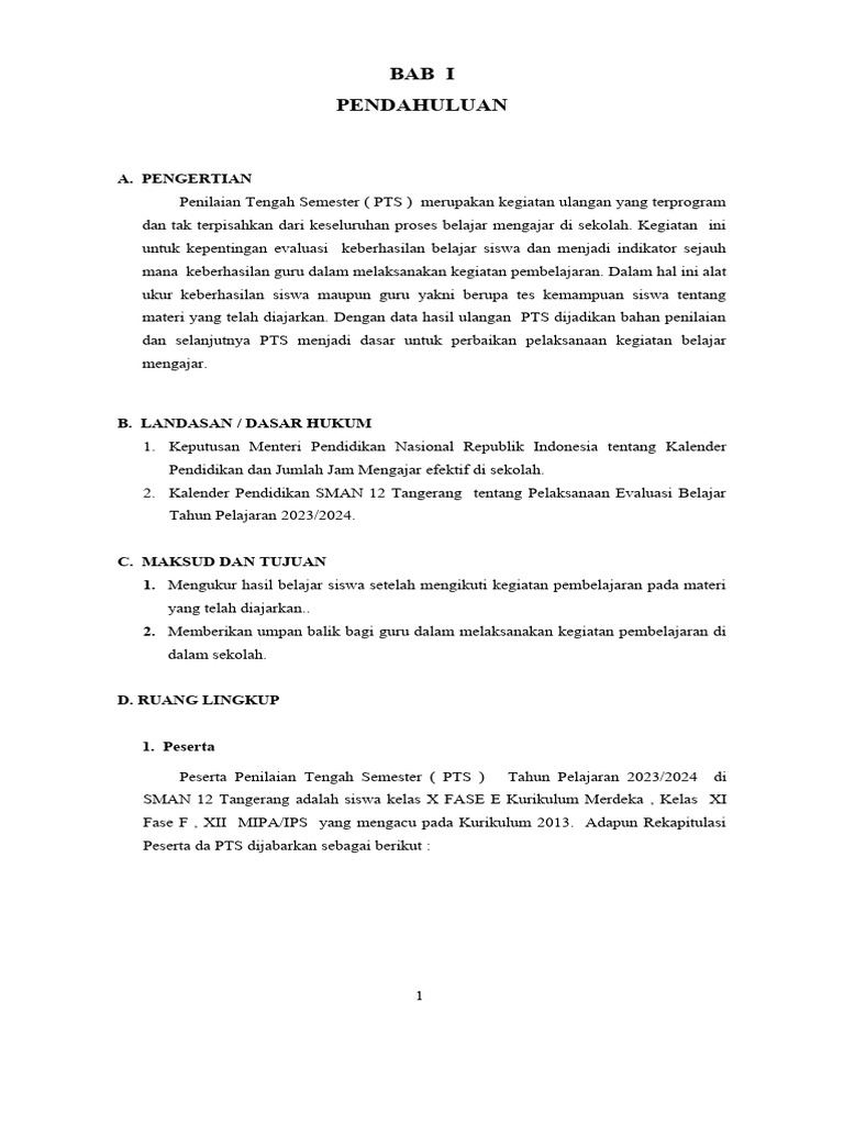 Program Kerja PTS, 2023 | PDF