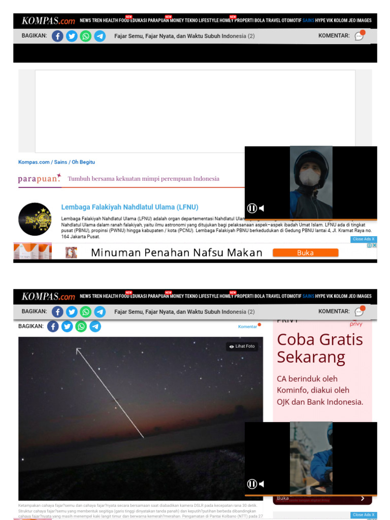 Fajar Semu, Fajar Nyata, Dan Waktu Subuh Indonesia | PDF