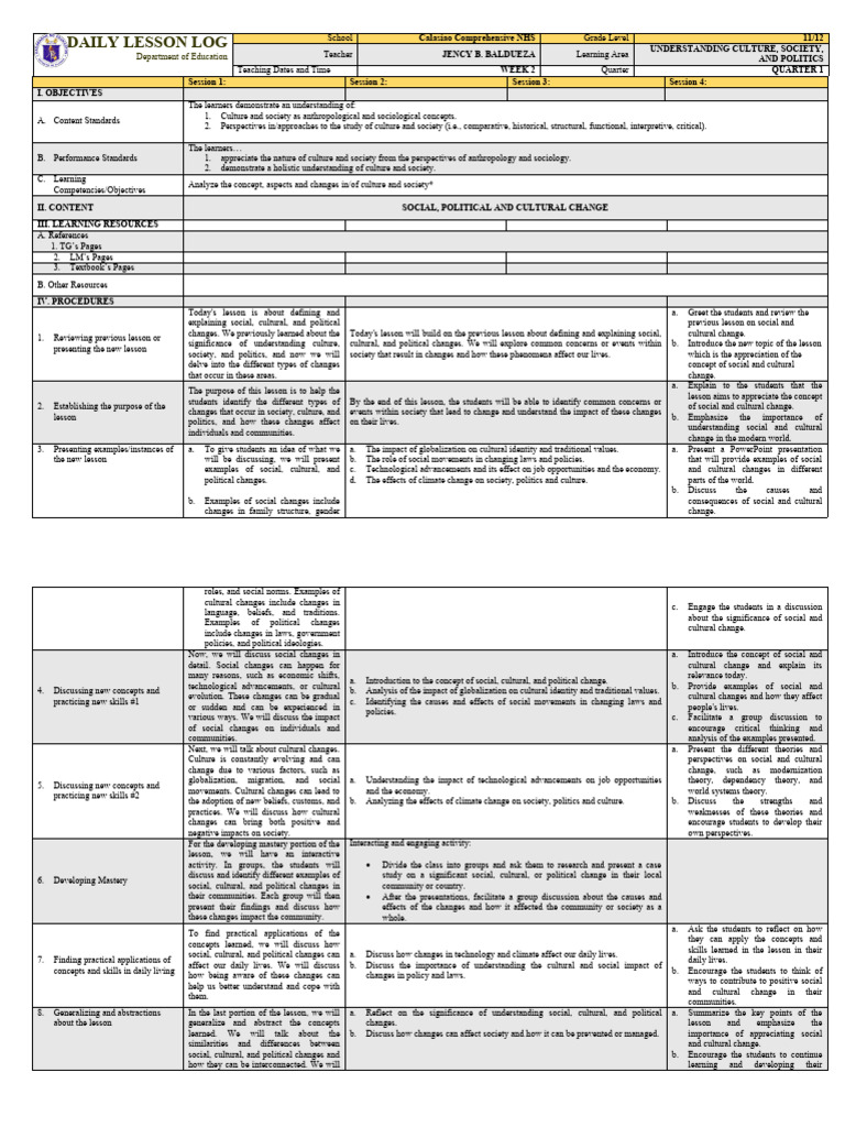 Ucsp Q1 Week2 | PDF | Globalization | Learning