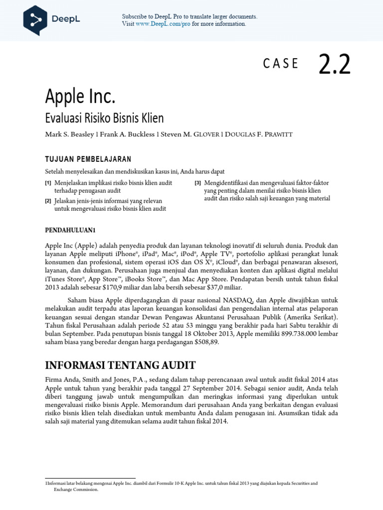 Apple Inc. Evaluation of Client Business Risk Id | PDF