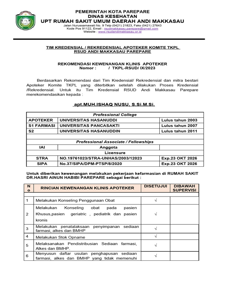RKK Apoteker - ISHAK NUSU | PDF | Sains & Matematika