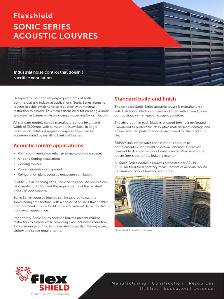 Flexshield - Sonic Series Acoustic Louvres - Flyer | PDF | Ventilation (Architecture ...