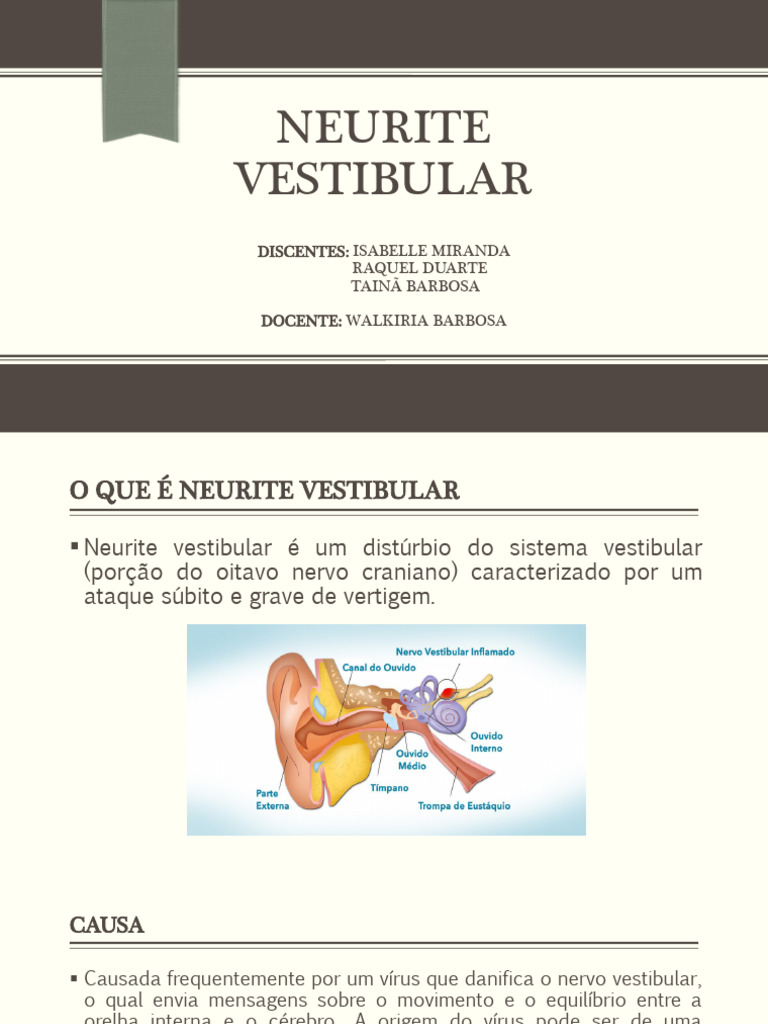 Neurite Vestibular | PDF | Vertigem | Doença de Ménière