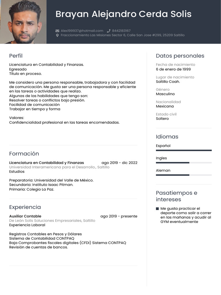 CV Brayan Alejandro Cerda Solis Curriculum | PDF | Economias