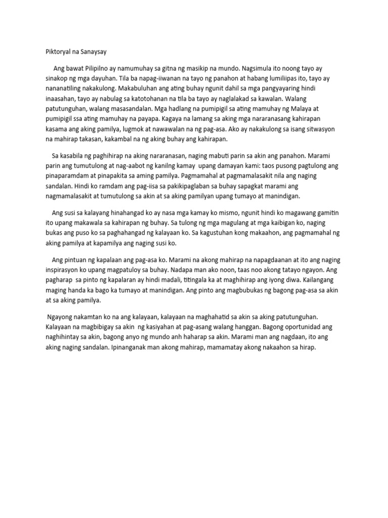 Piktoryal Na Sanaysay Bim | PDF