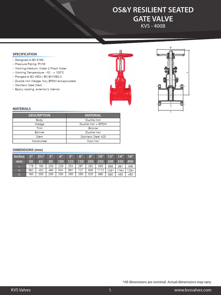 Os Y Resilient Seated Gate Valve Pdf