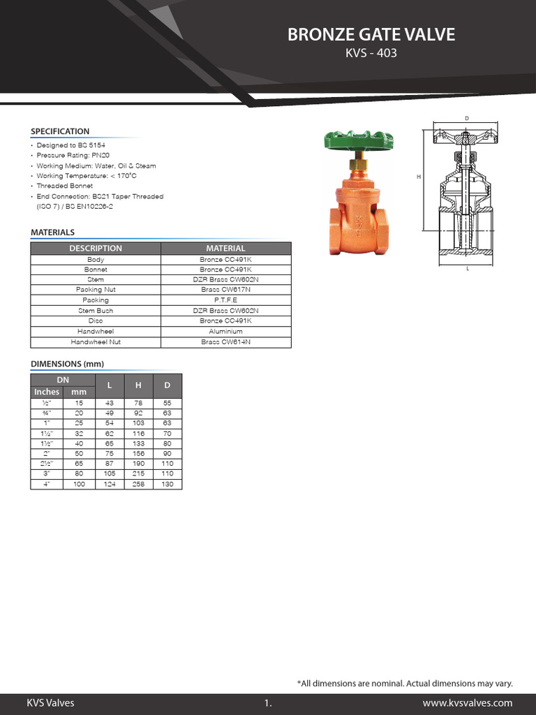 Bronze Gate Valve | PDF