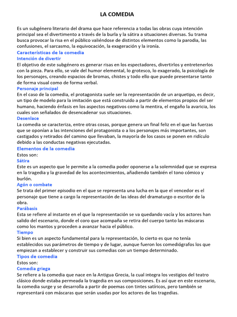 La Comedia | PDF | Comedia | Teatro