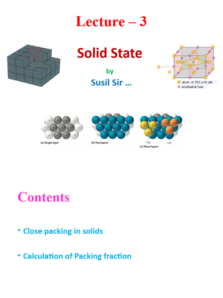 Solid State Lecture 3-1 | PDF | Crystal Structure | Materials