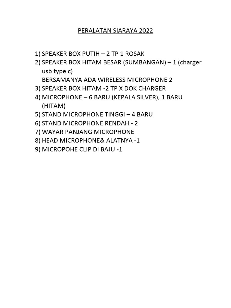 Peralatan Siaraya 2022 | PDF