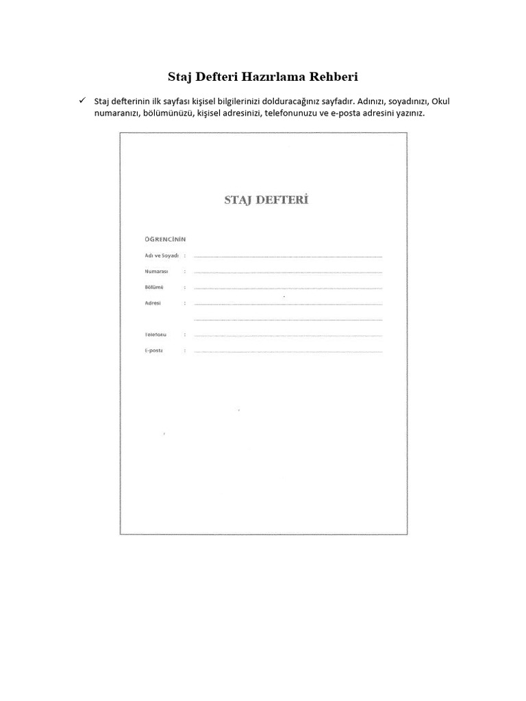 Staj Defteri Ornek | PDF